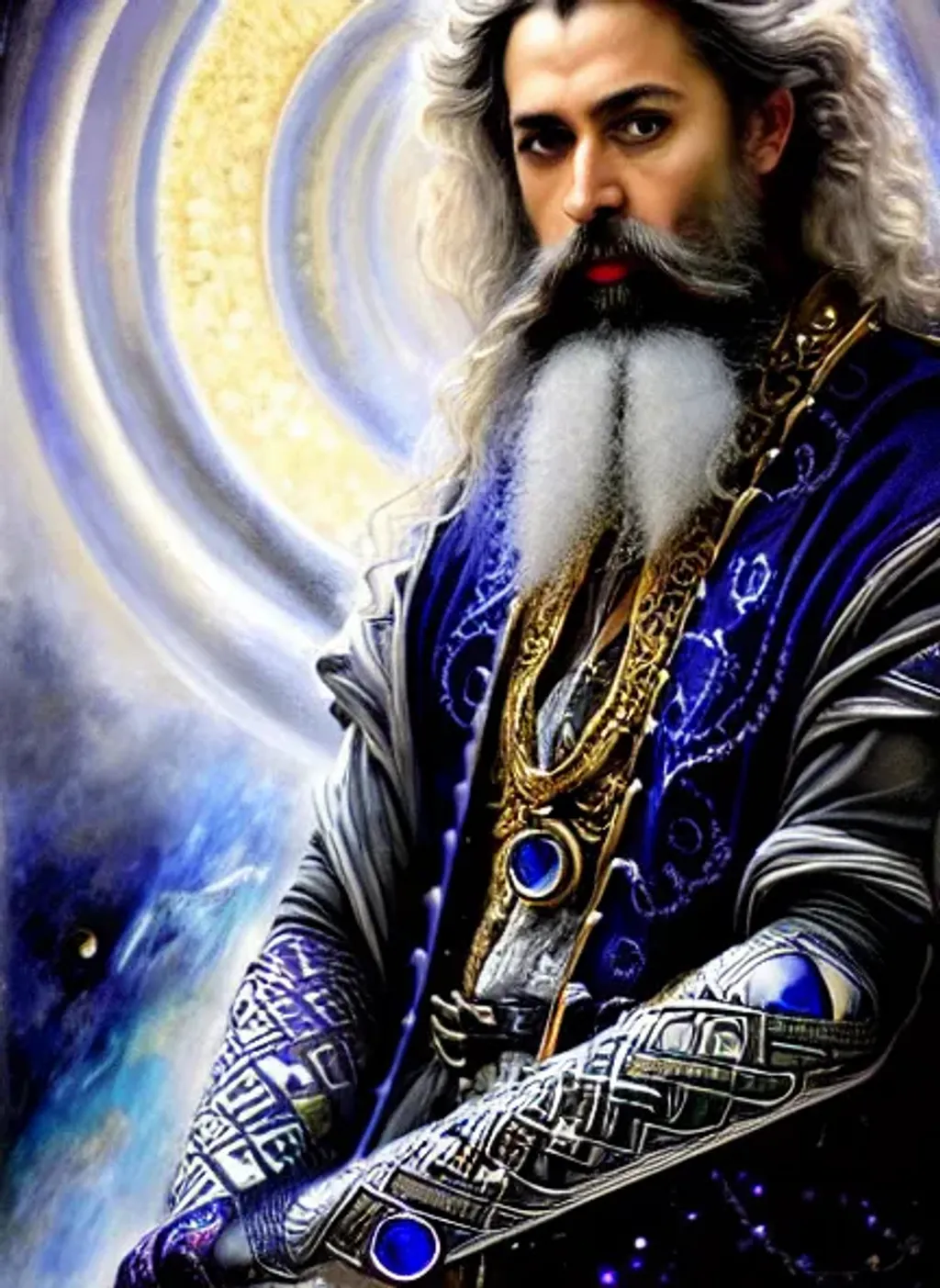 hypermaximalist male wizard, conjurer, god, braided... | OpenArt