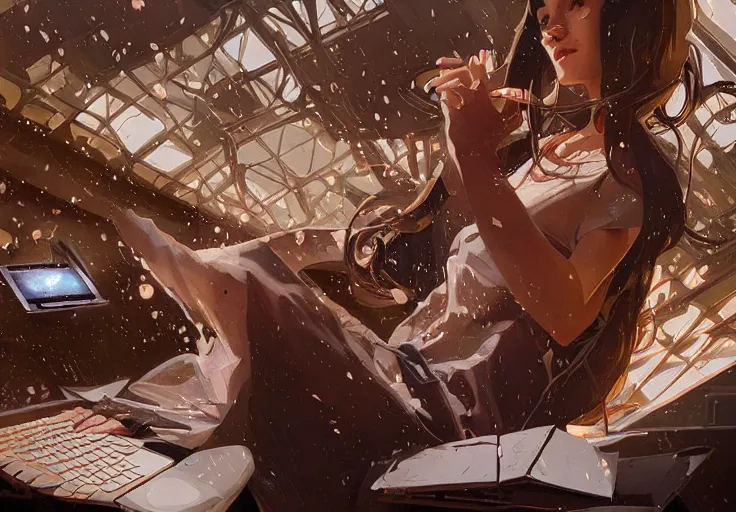 attractive female computer scientist, laptop compute... | OpenArt