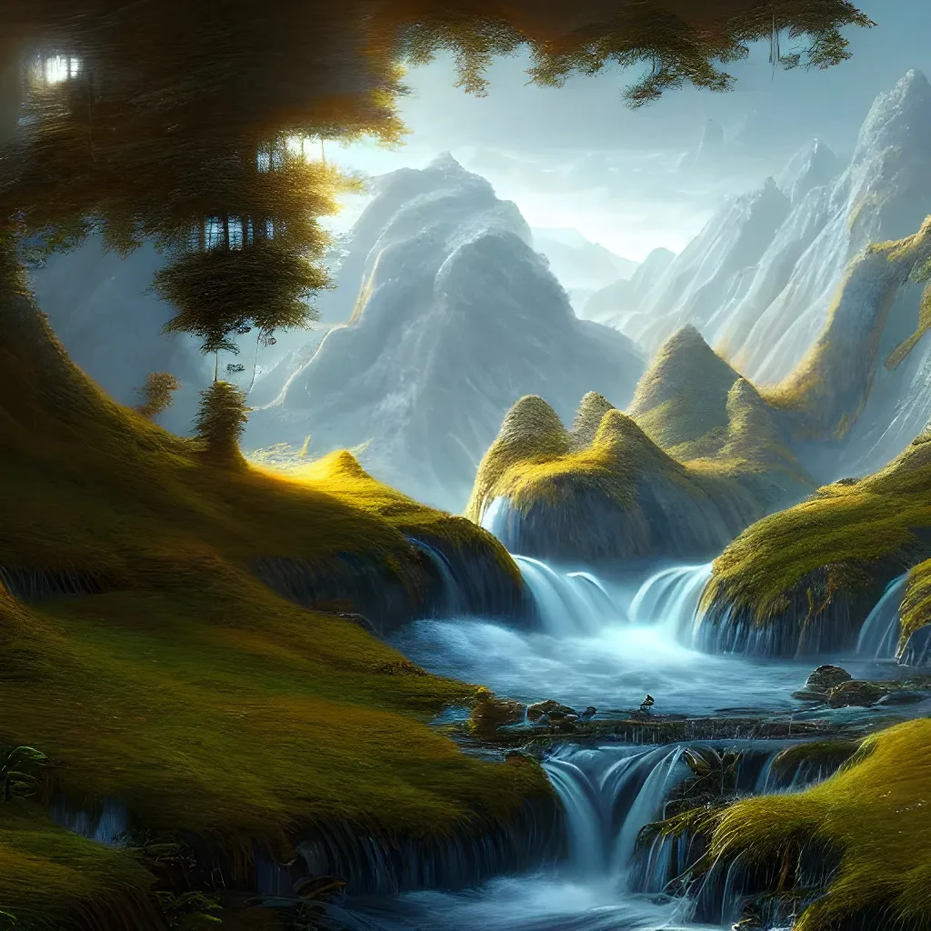 beautiful flowing landscape, highly detailed feature... | OpenArt