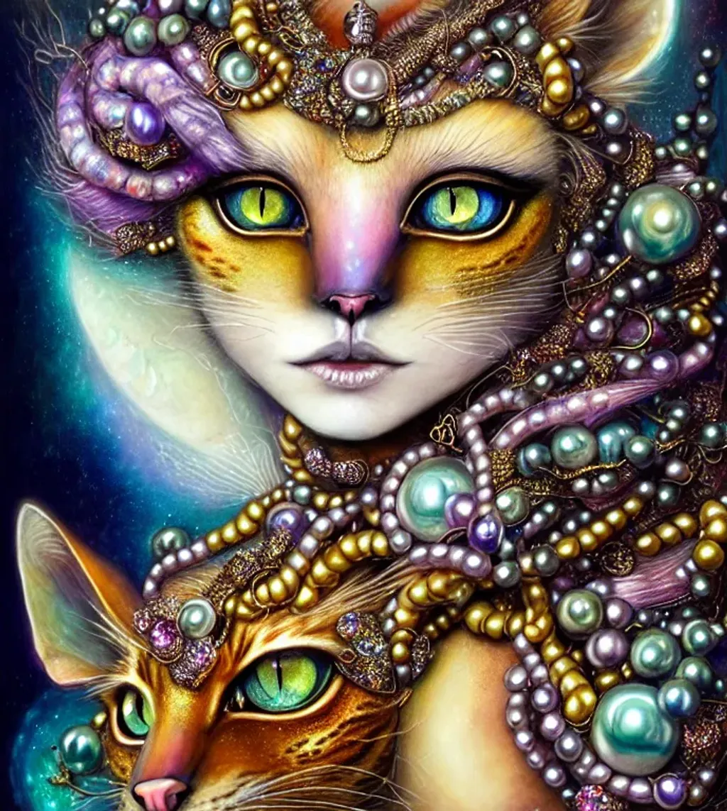 Bejewelled aesthetic cat shapeshifter felinoid godde... | OpenArt