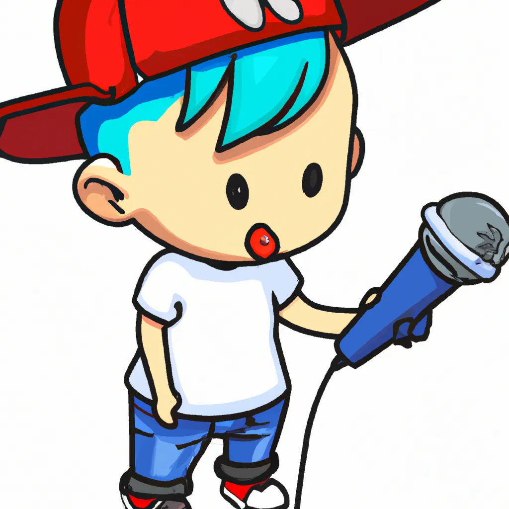 a cartoon character Little Boy with cyan hair, a bac... | OpenArt