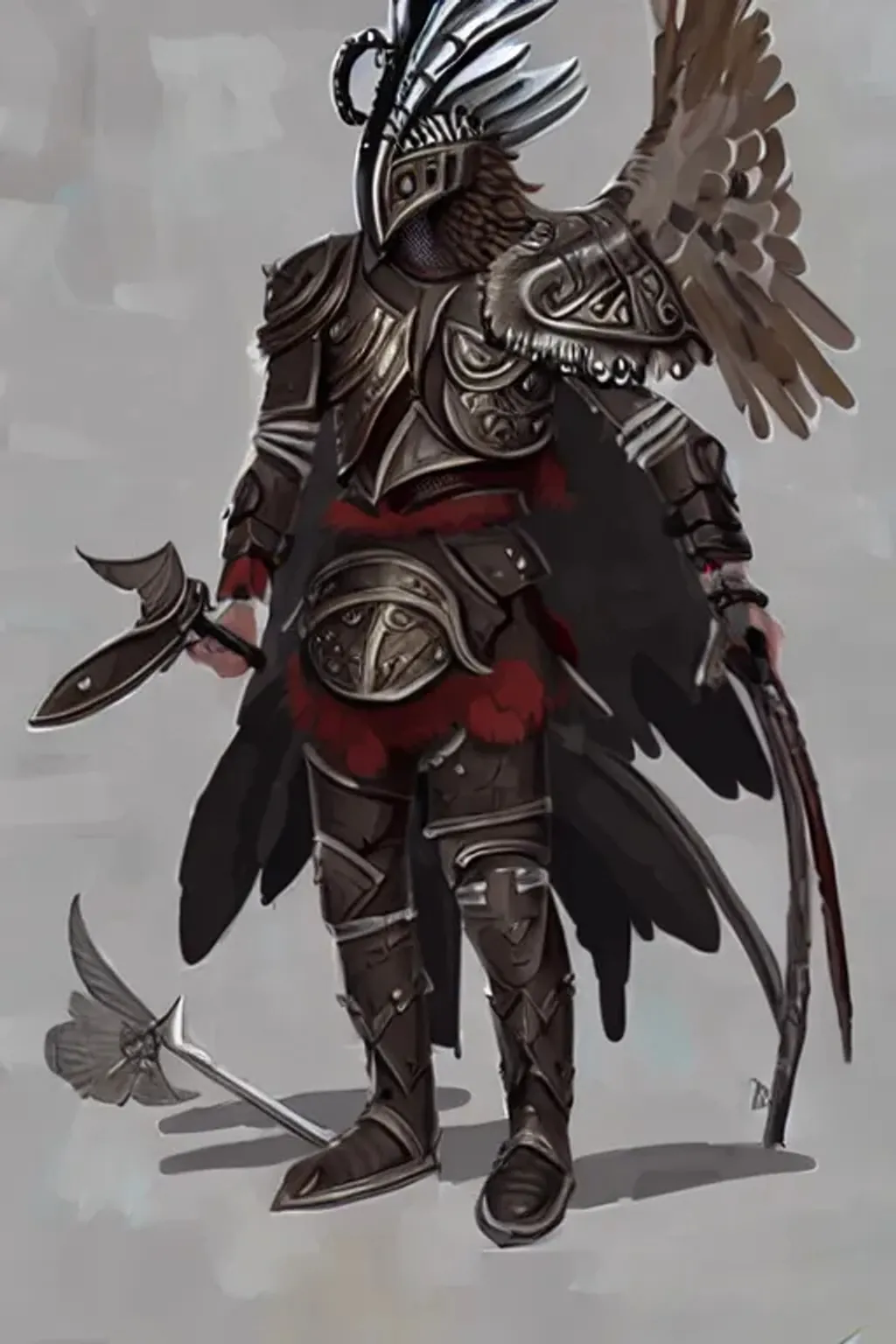 Full Body concept Art of a knight with a hawk head... | OpenArt