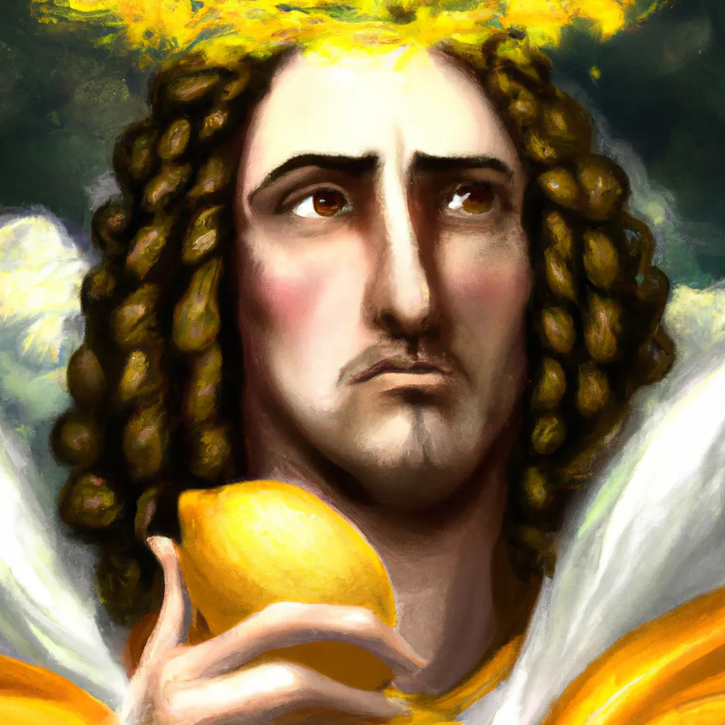 a painting of the god of lemons made out of a lemon,... | OpenArt