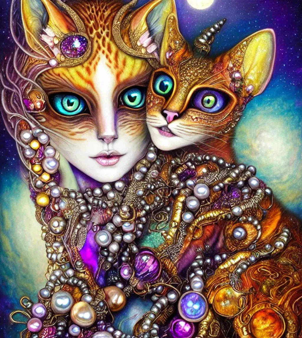 Bejewelled aesthetic cat shapeshifter felinoid godde... | OpenArt
