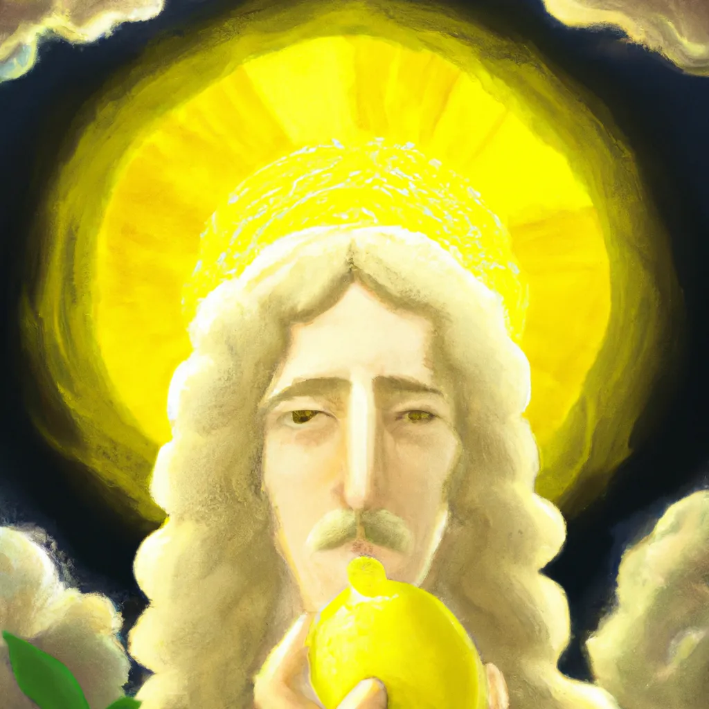a painting of the god of lemons made out of a lemon,... | OpenArt