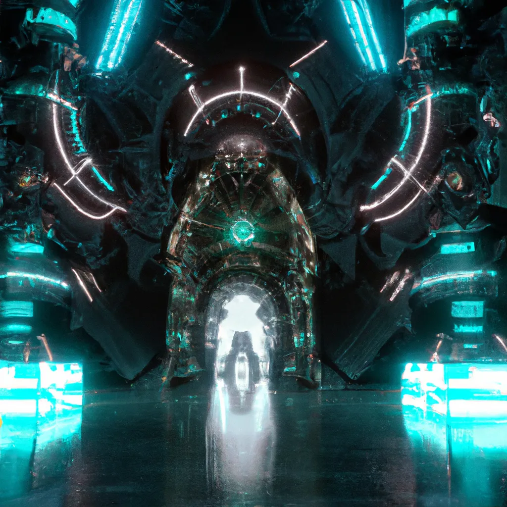 an immense and splendid futuristic castle, neon part... | OpenArt