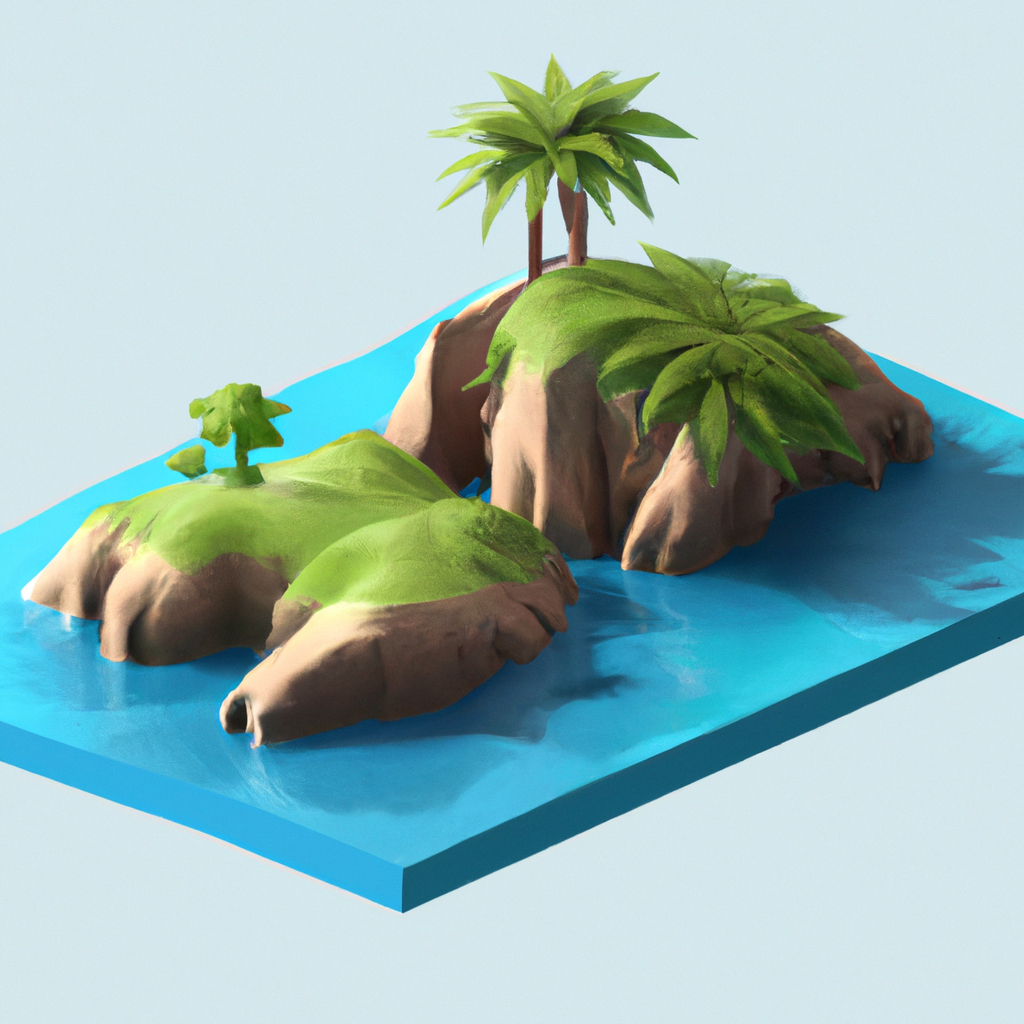 isometric island, photorealistic