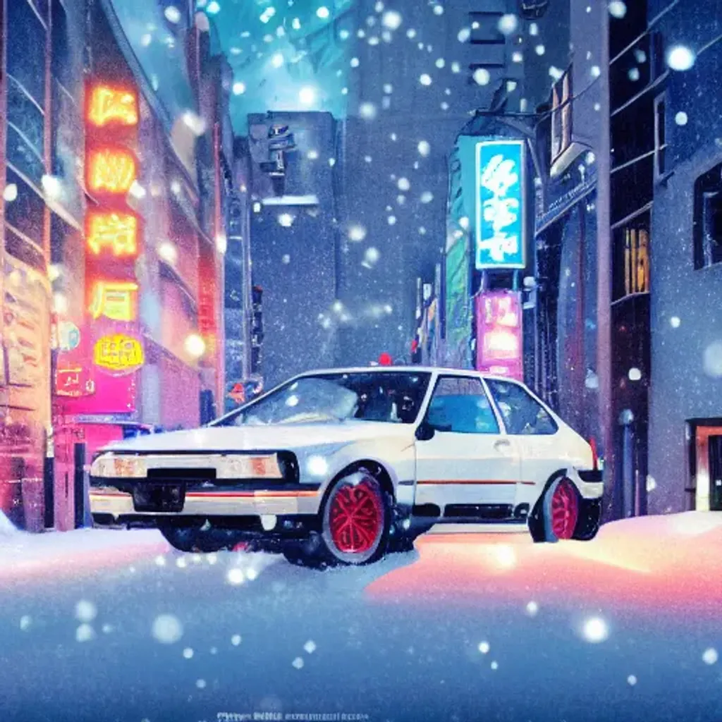 corolla GT ae86 on the streets of tokyo with many li... | OpenArt