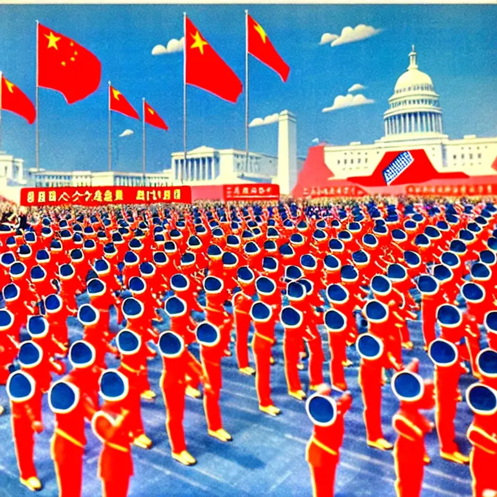 Chinese propaganda poster of a parade near the Capit... | OpenArt