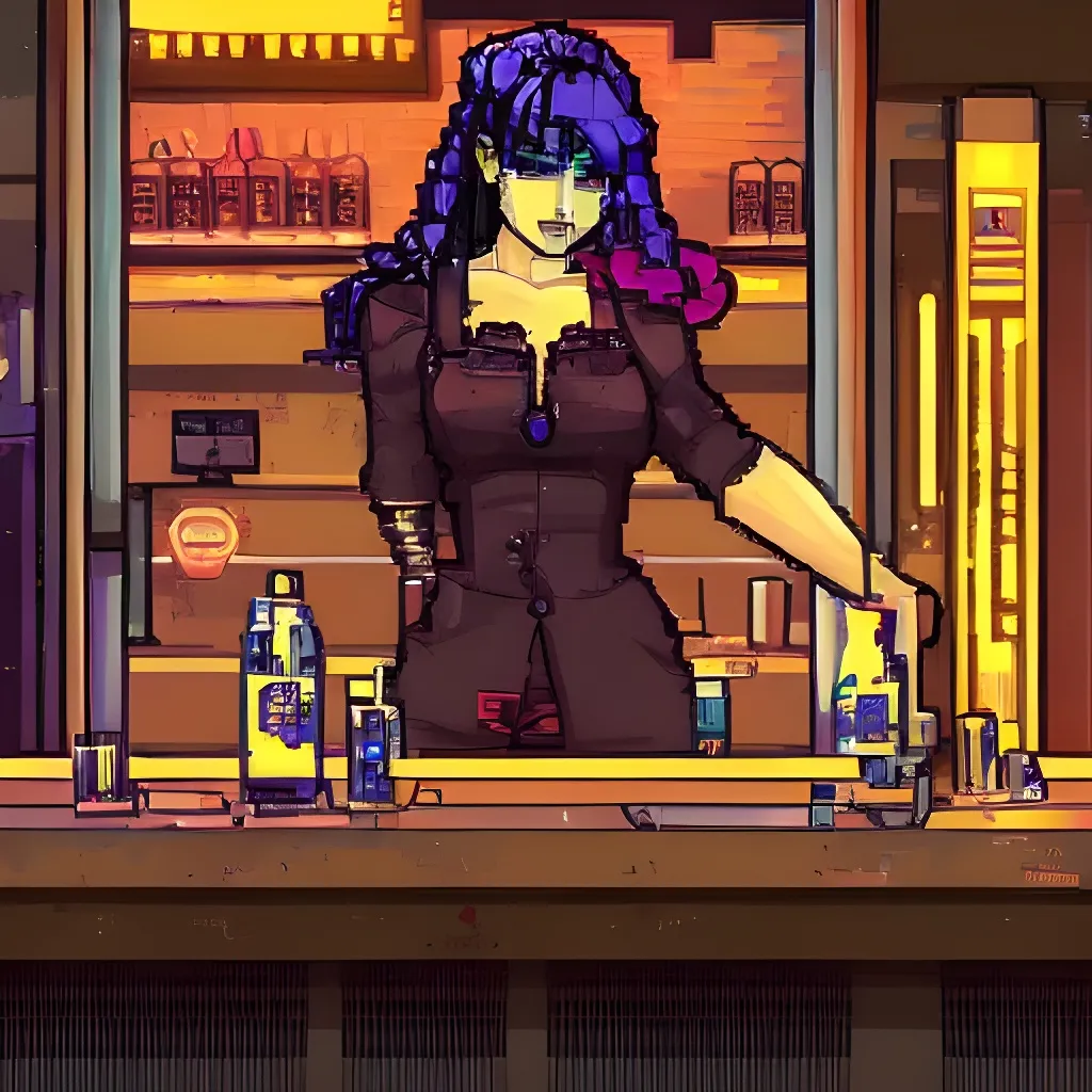 va11 hall-a cyberpunk bartender, beautiful pixel art... | OpenArt