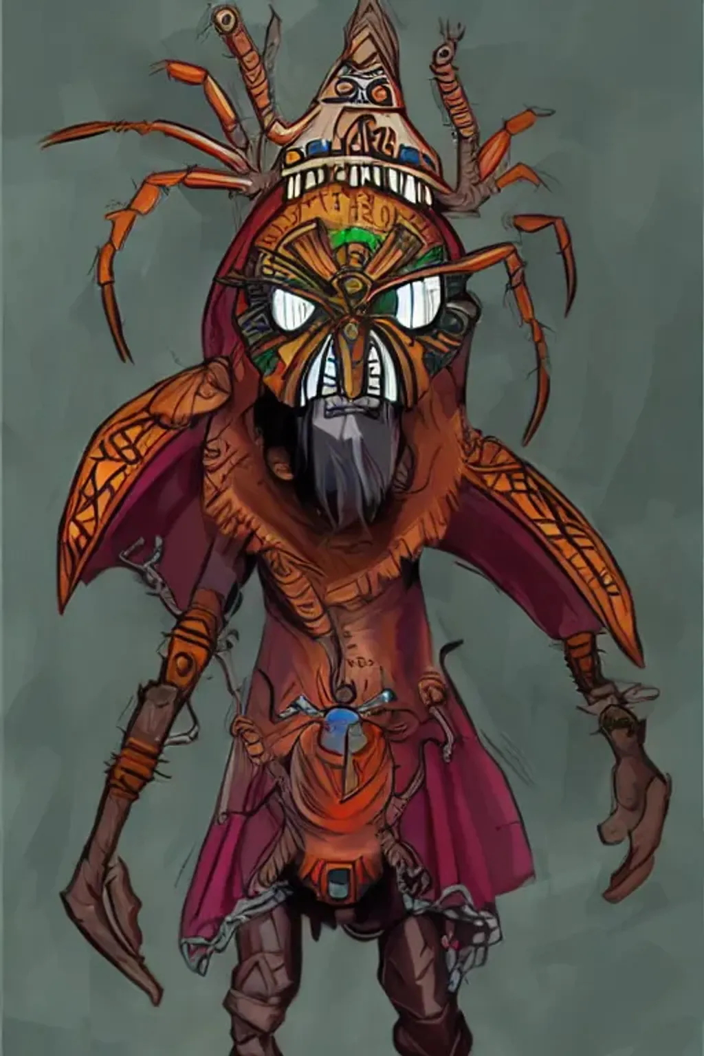 Full Body concept Art of a robed priest with a spid... | OpenArt