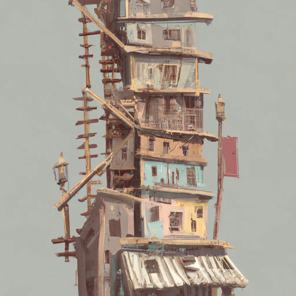 a tall red brick building overgrown with vegetation,... | OpenArt