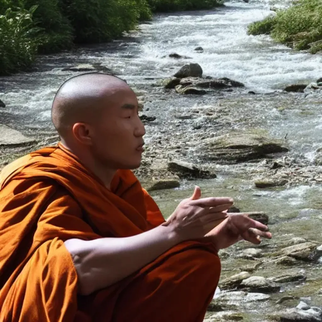 skinny, very detailed monk, 18-year-old, wear a brow... | OpenArt