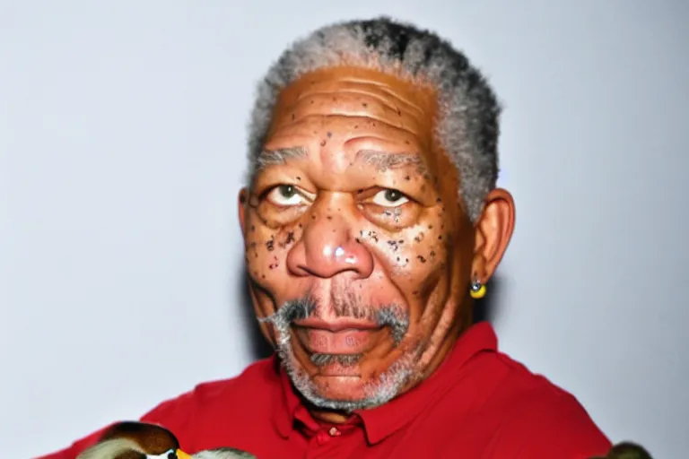 Morgan Freeman holding a duck, yolked, muscle, 4K, 8... | OpenArt