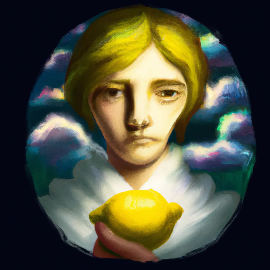 a painting of a humanoid lemon made out of a lemon,... | OpenArt