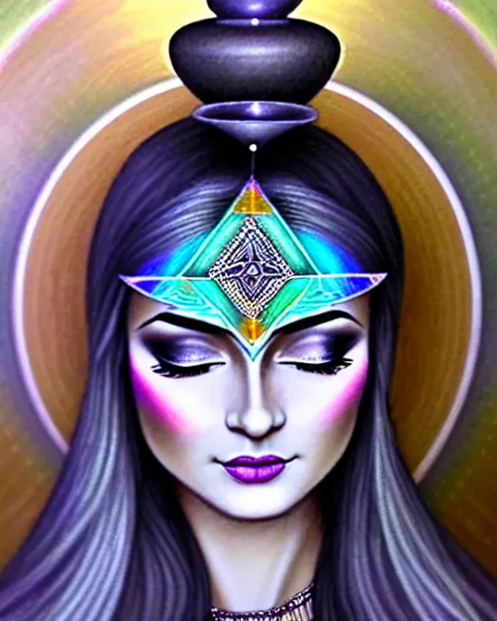 A portrait of a beautiful moon goddess, glowing eyes... | OpenArt