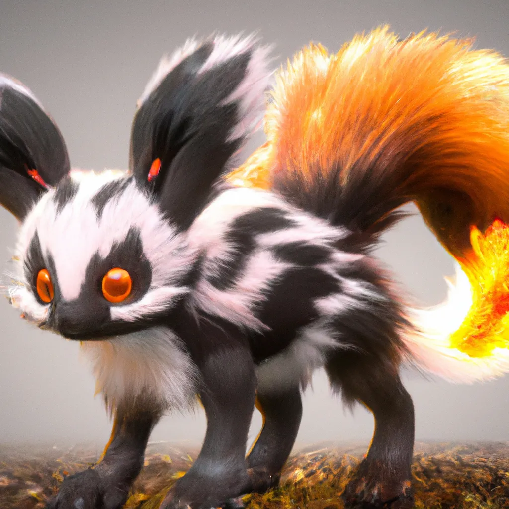 fire/ghost type spotted skunk, skunk pokemon, cute p... | OpenArt
