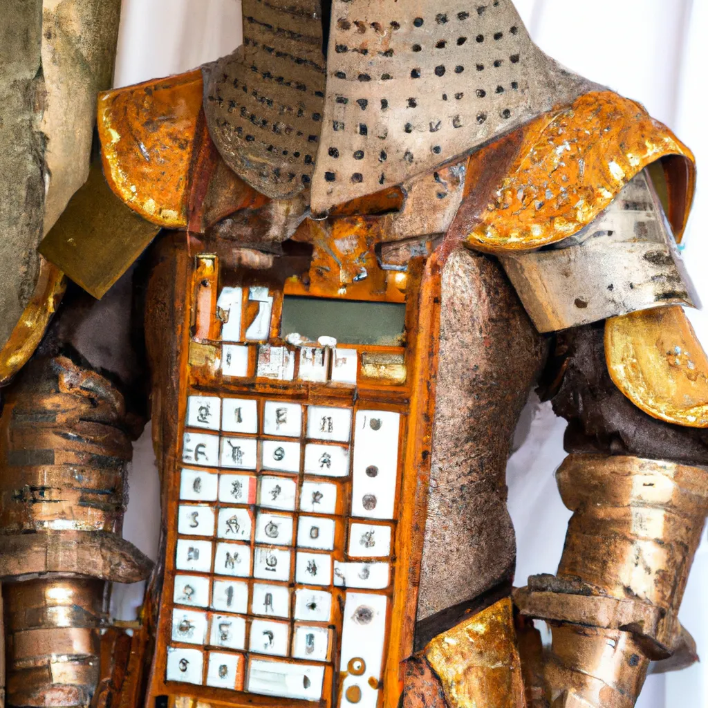 medieval calculator armor, calculator suit of armor,... | OpenArt