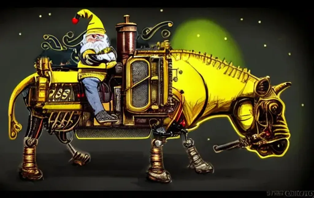 An interpret gnome riding steam powered biomechanica... | OpenArt