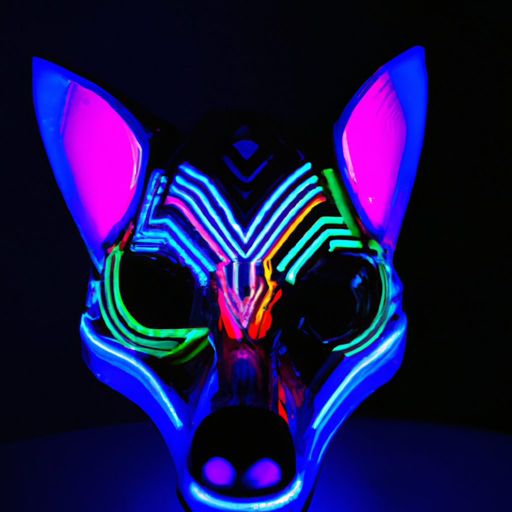 african tribal mask of a fox, glitchcore, rgb led li... | OpenArt