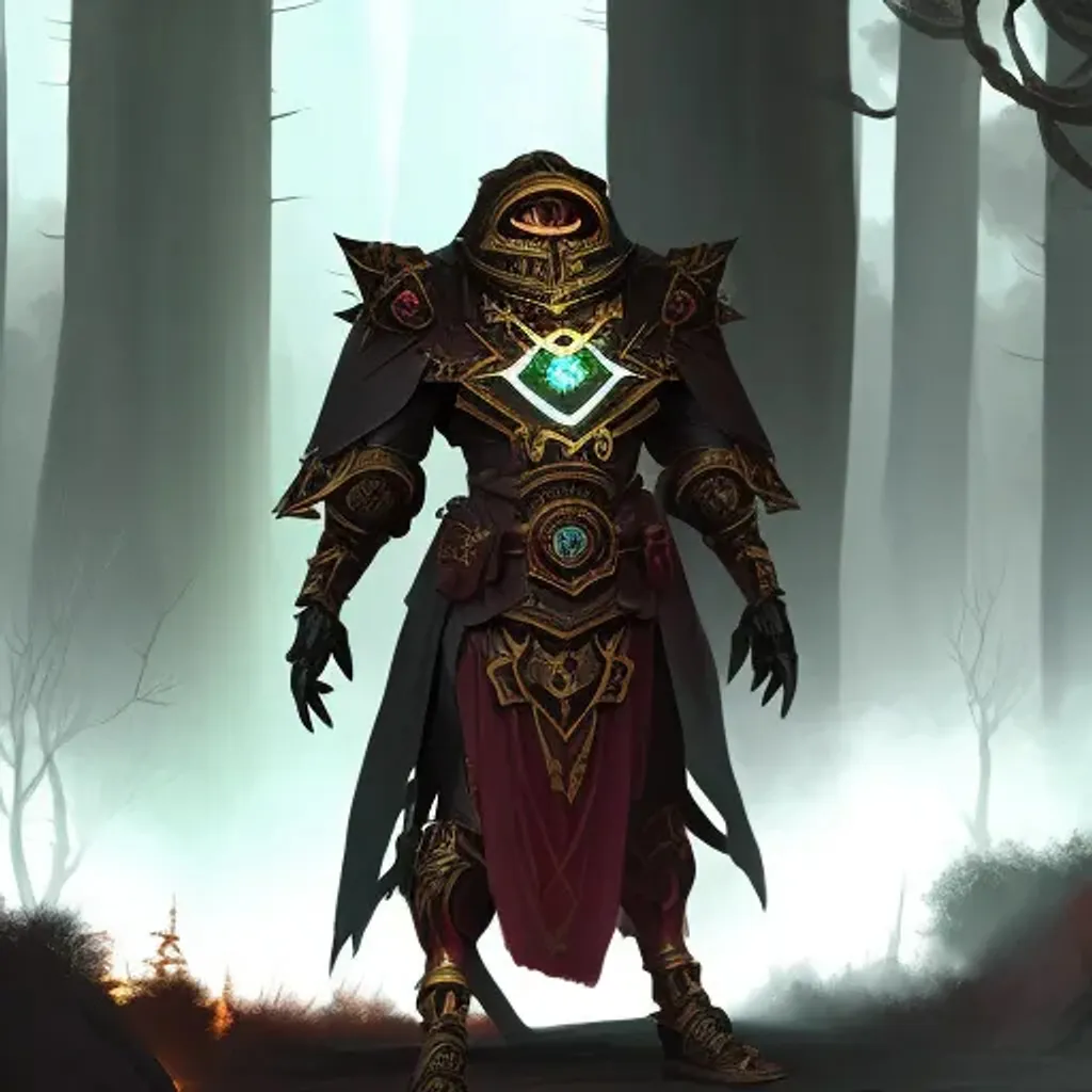 Create a retro undead warrior who has glowing eyes,... | OpenArt