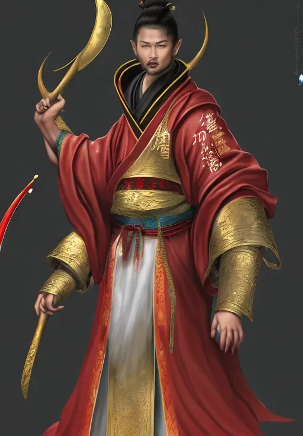 full body portrait of a male daoshi wearing a daopao... | OpenArt