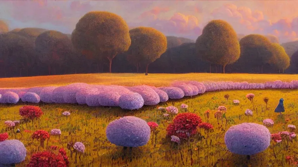 landscape golden hour shaun tan oil painting meadow... | OpenArt