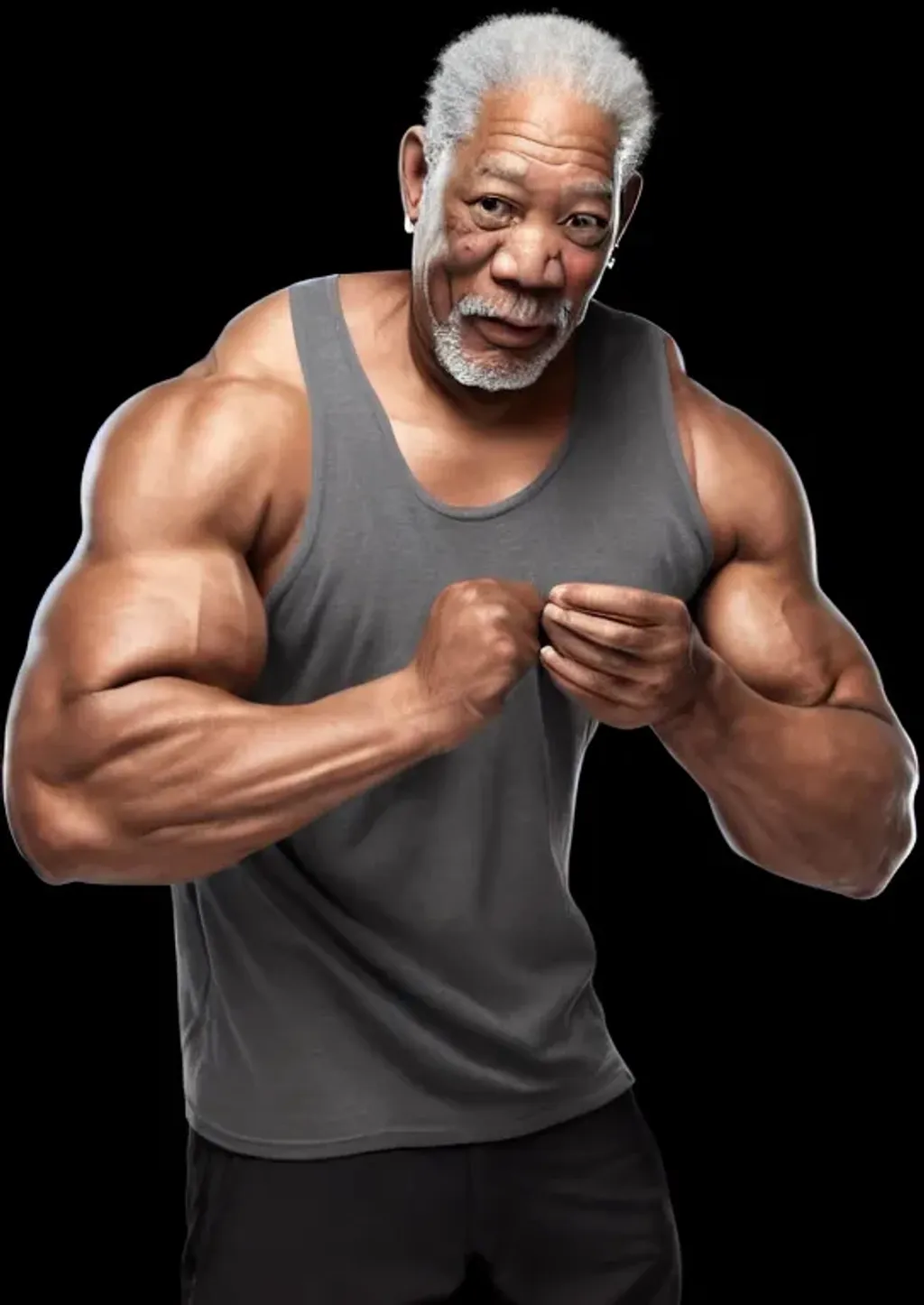 Morgan Freeman, duck, yolked, muscle, flex, 4K, 8K,... | OpenArt