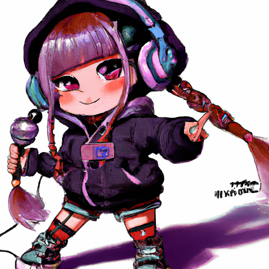 anime visual of a small tiny girl as a rapper, shot... | OpenArt