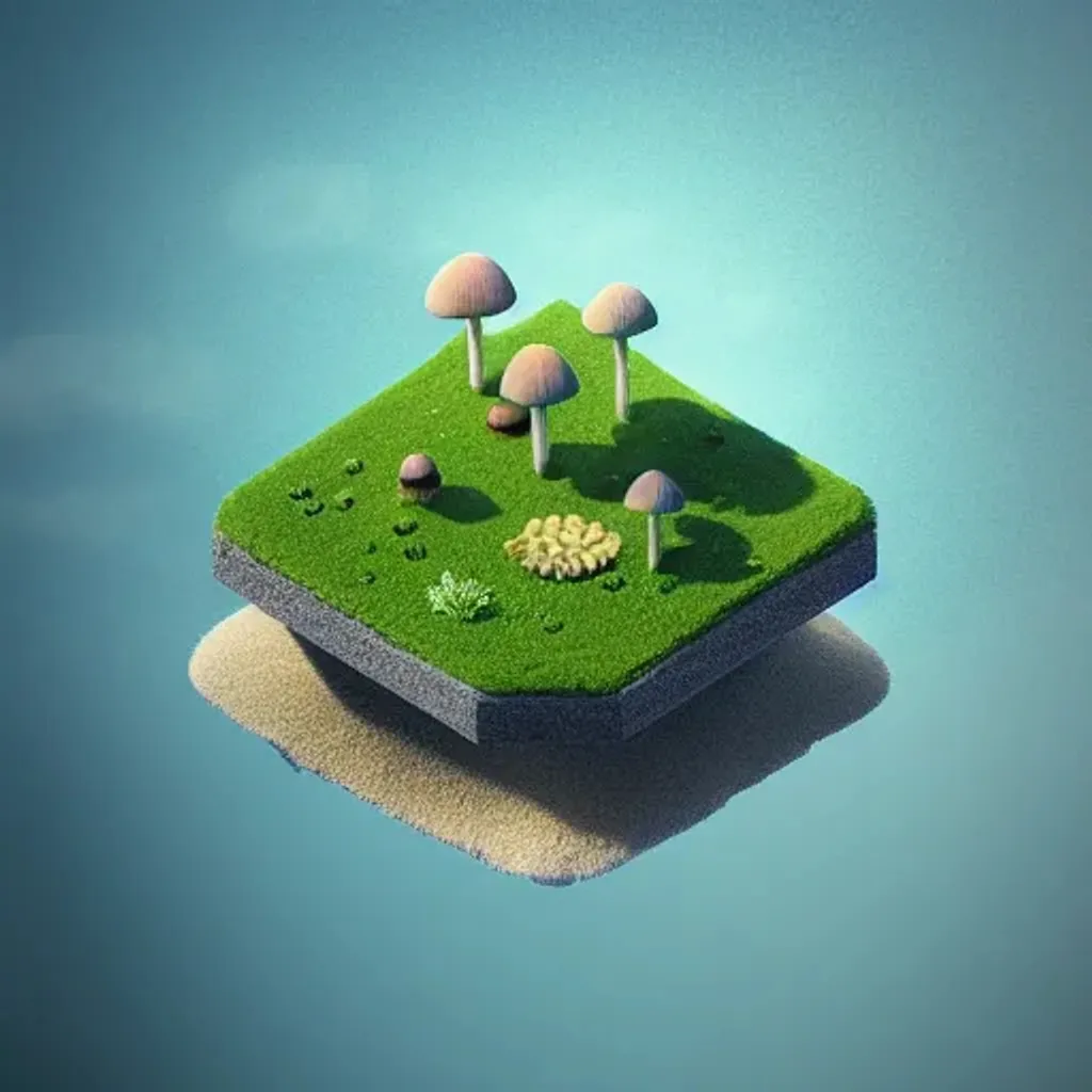100mm photo of isometric floating island in the sky,... | OpenArt