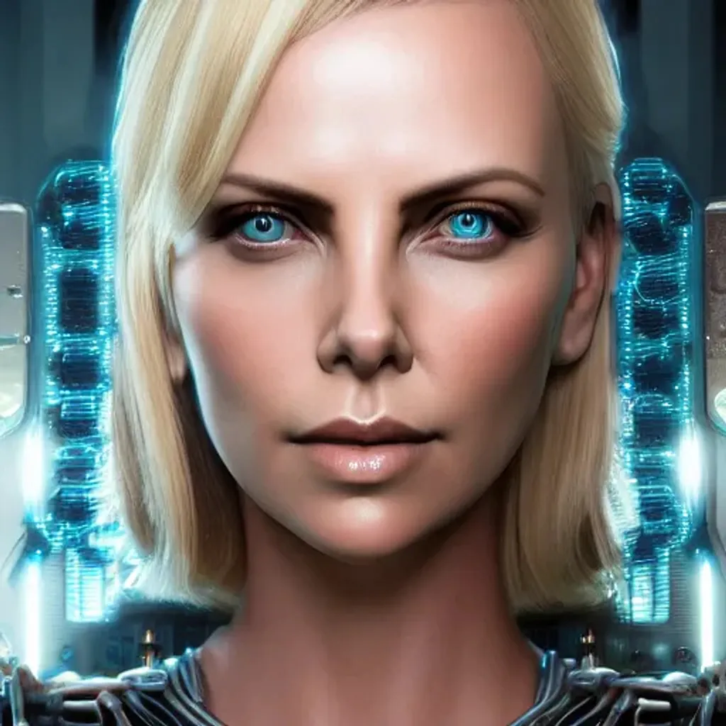charlize theron as a female android with perfect fa... | OpenArt