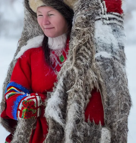 Sami woman in traditional Scandinavian dress | OpenArt