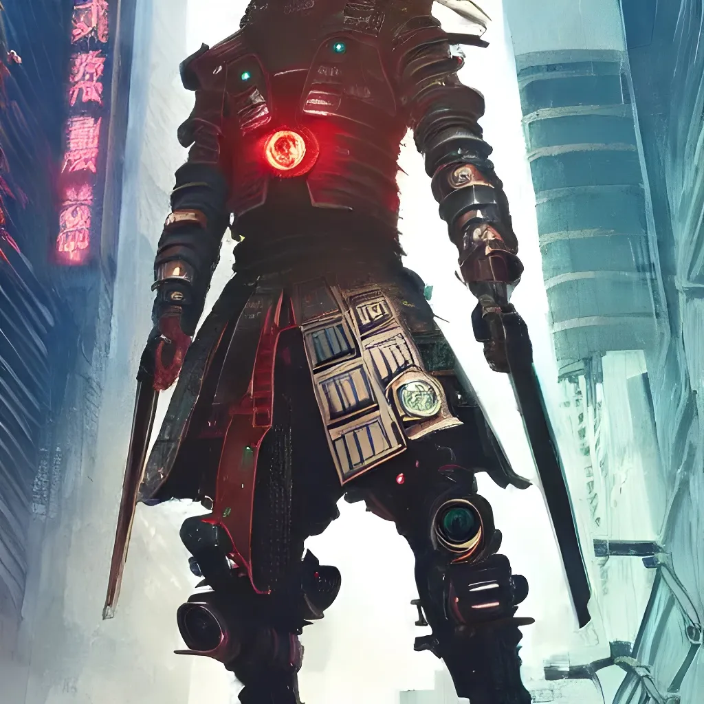 cyberpunk miyamoto musashi cybor samurai by greg rut... | OpenArt