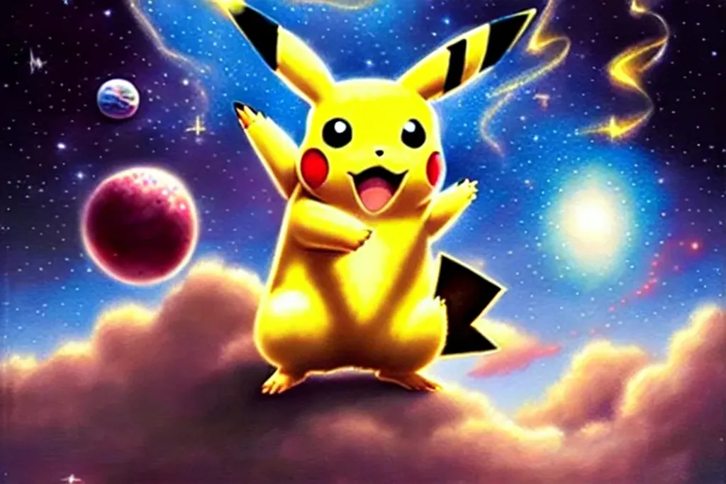 Pikachu wearing a black hat outside standing on a ro... | OpenArt