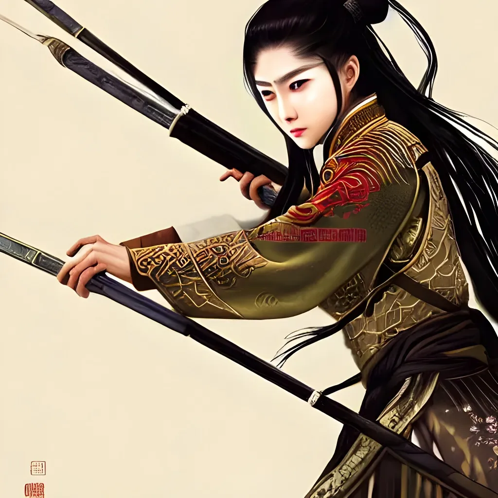 An epic fantasy wuxia illustration portrait of a bea... | OpenArt