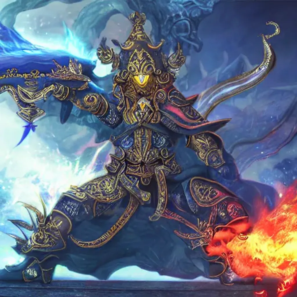 Splash Art of an Armored Mage Channeling Arcane Magi... | OpenArt