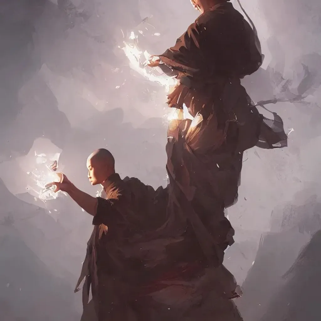 A masterpiece illustration of a young chinese monk b... | OpenArt