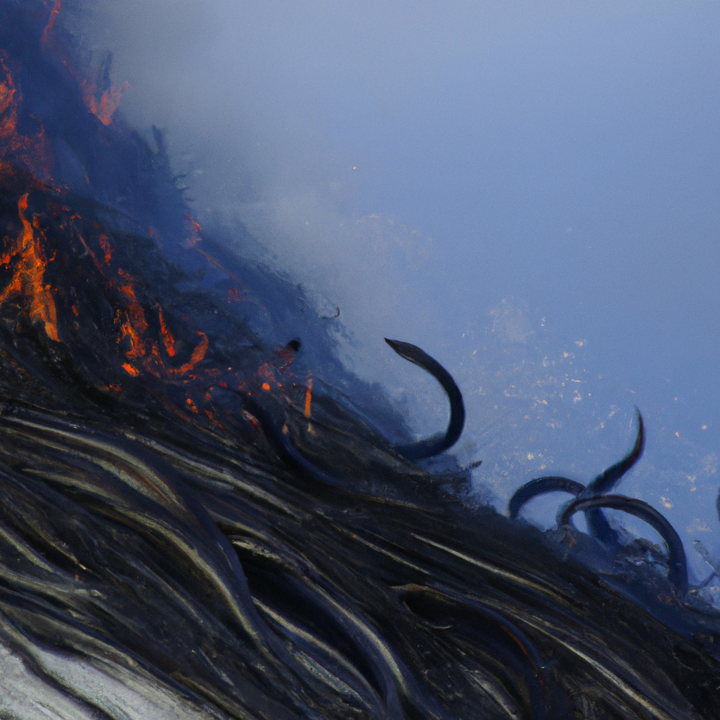 Flying eels escaping a big bush fire in Antarctica | OpenArt