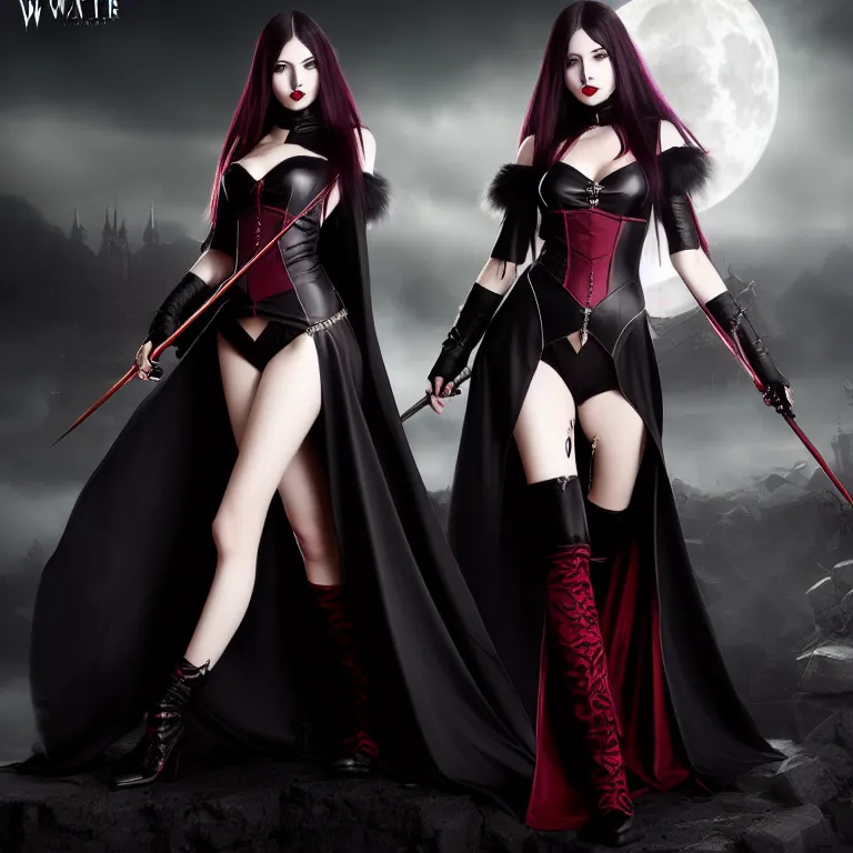 Dark vampire gothic princess in defiant outfit paint... | OpenArt