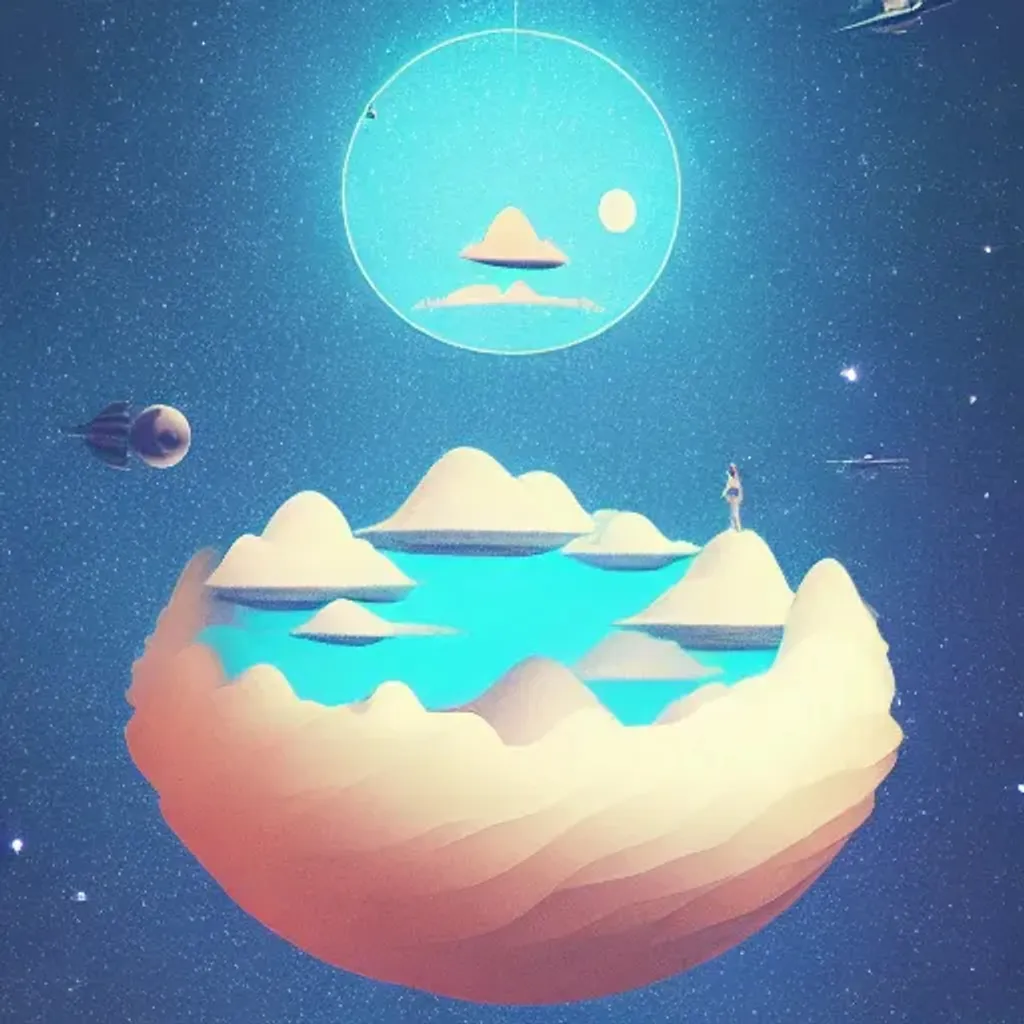 100mm photo of isometric floating island in space, c... | OpenArt