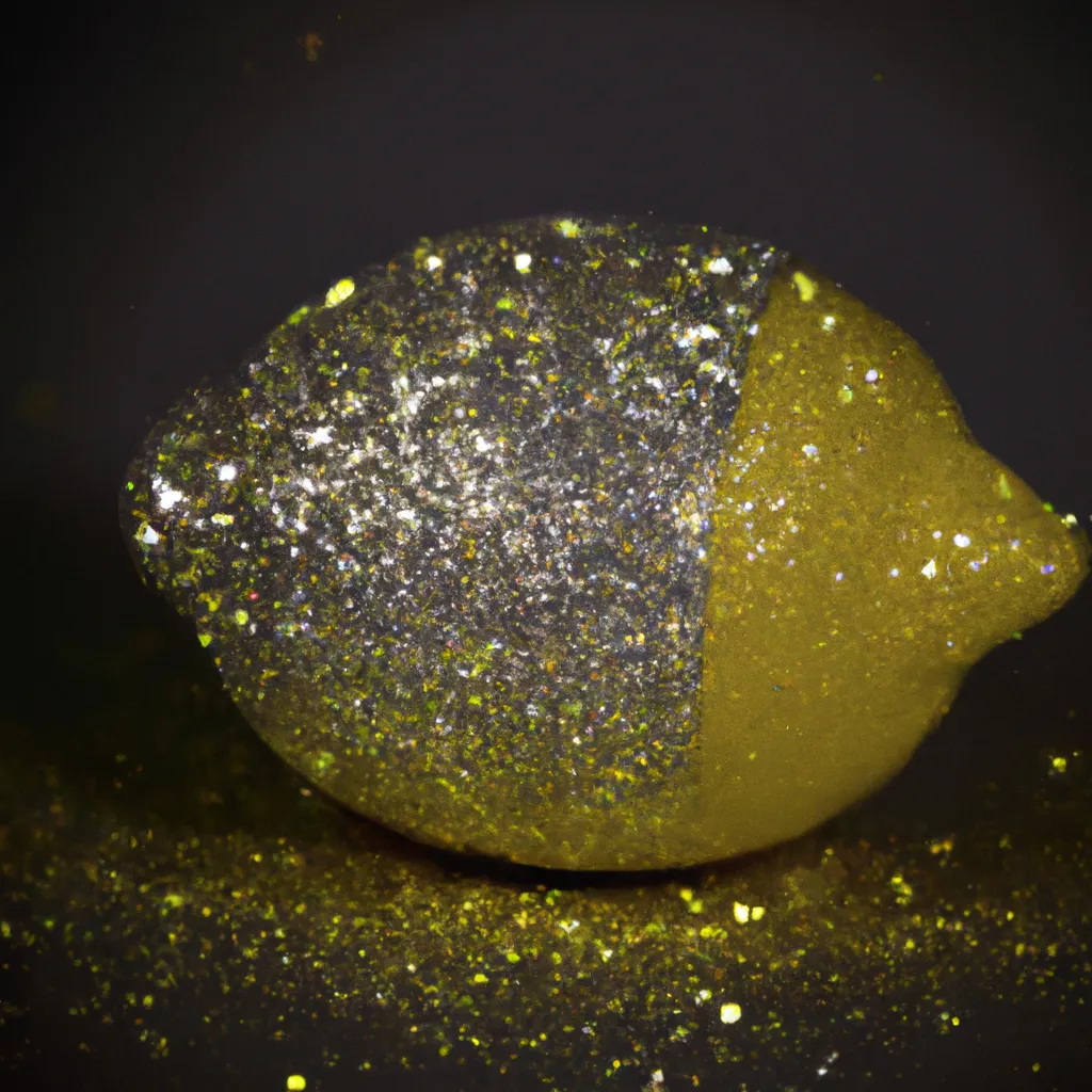A photograph of a lemon made out of glitter, studio... | OpenArt