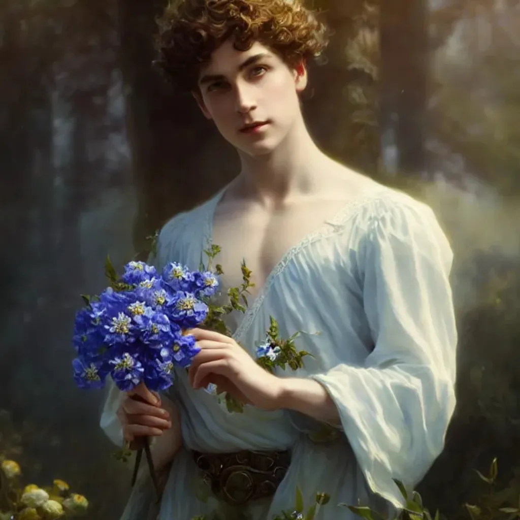 beautiful, cottage, core fantasy, anime, young blue... | OpenArt