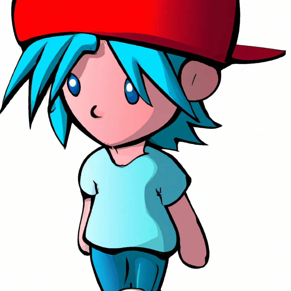 a cartoon character Little Boy with cyan hair, a bac... | OpenArt