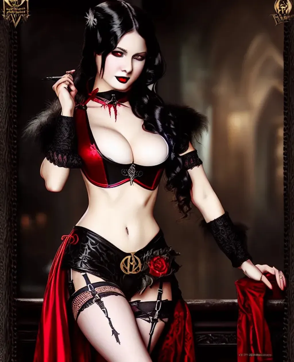 brothel tavern Gothic demon vampire whore in defiant...