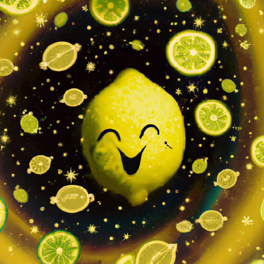Huge happy Lemon at the core of a swirling galaxy of... | OpenArt