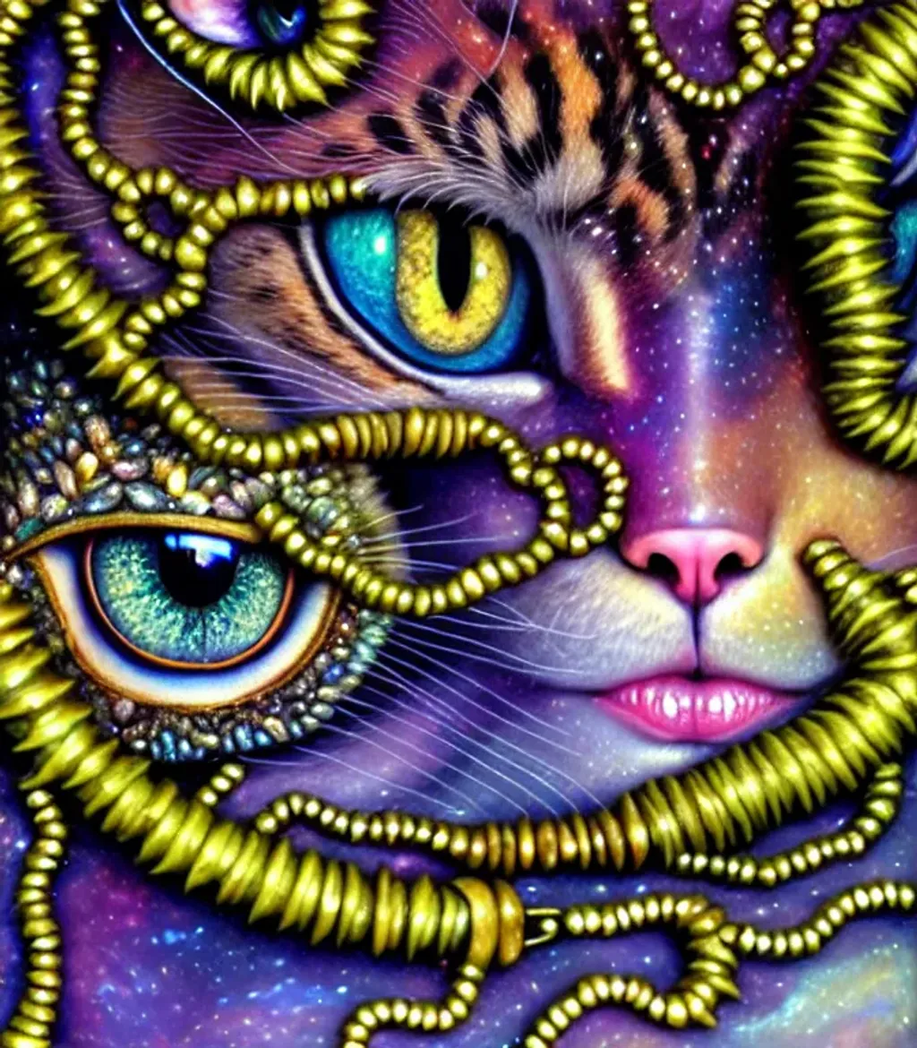 Bejewelled aesthetic cat shapeshifter felinoid godde... | OpenArt