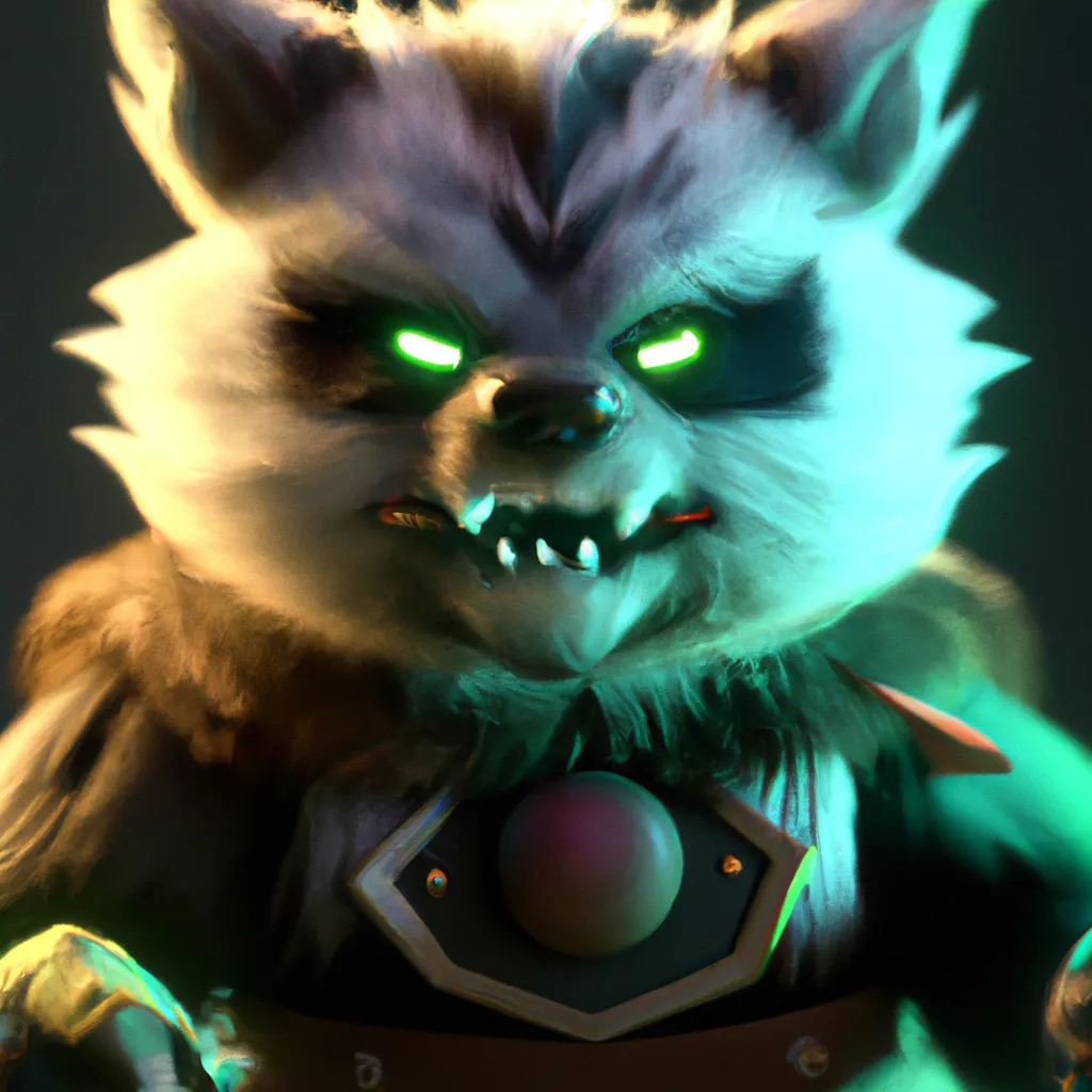 Cute Furry Warrior is angry, bioluminescent, sharp f... | OpenArt