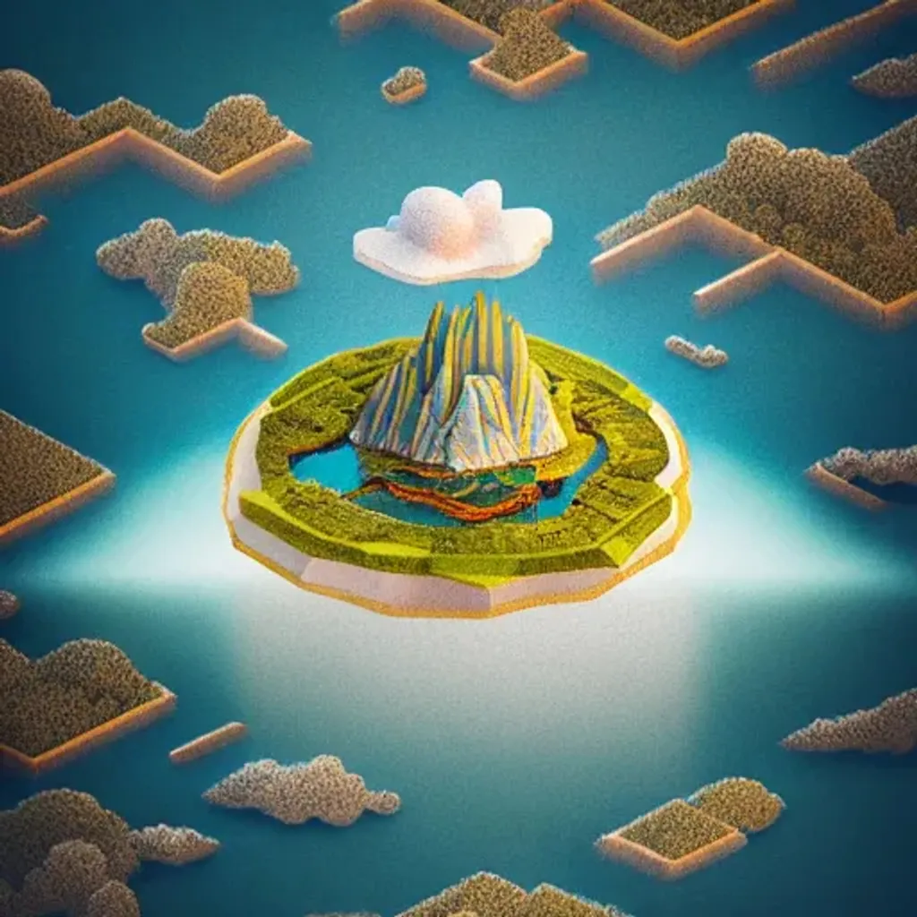 100mm photo of isometric floating island on the surf... | OpenArt