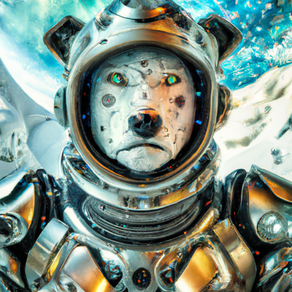 Photo of a cyborg Polar Bear wearing Chrome battle A... | OpenArt