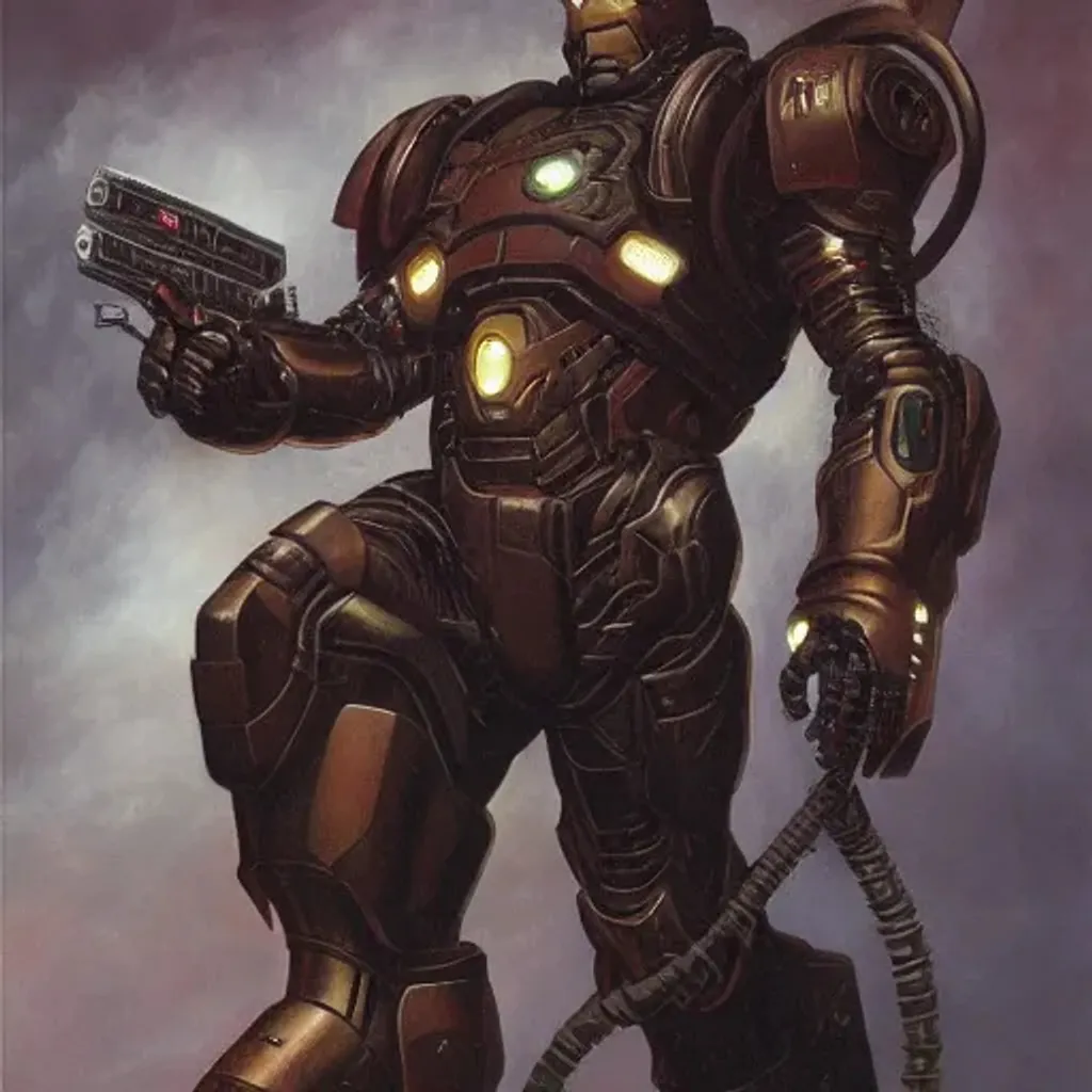 Doom Slayer, in Stealth Iron Man Suit, by Alex Horley | OpenArt